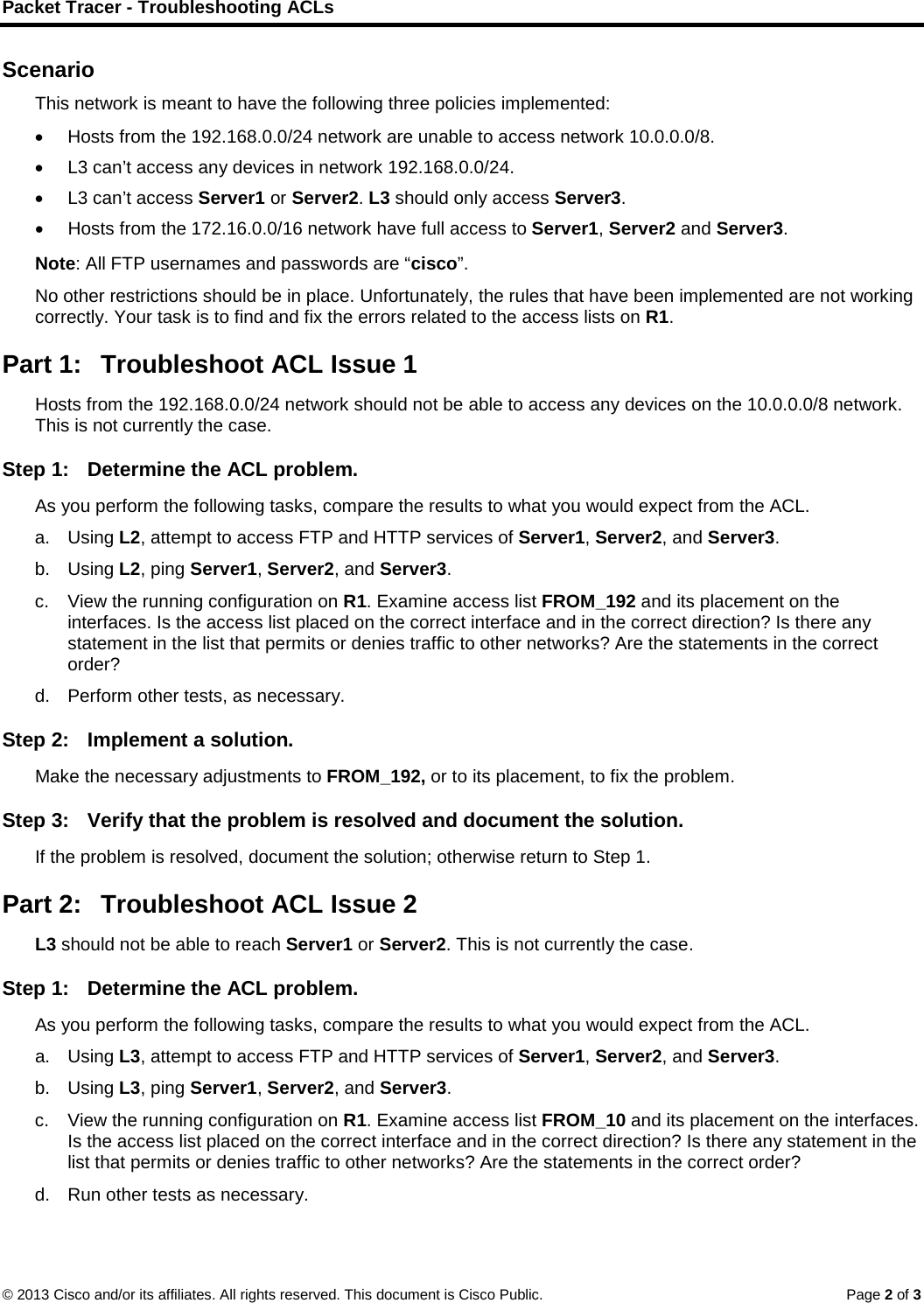 7324 Packet Tracer Troubleshooting Standard Ipv4 Acls Instructions