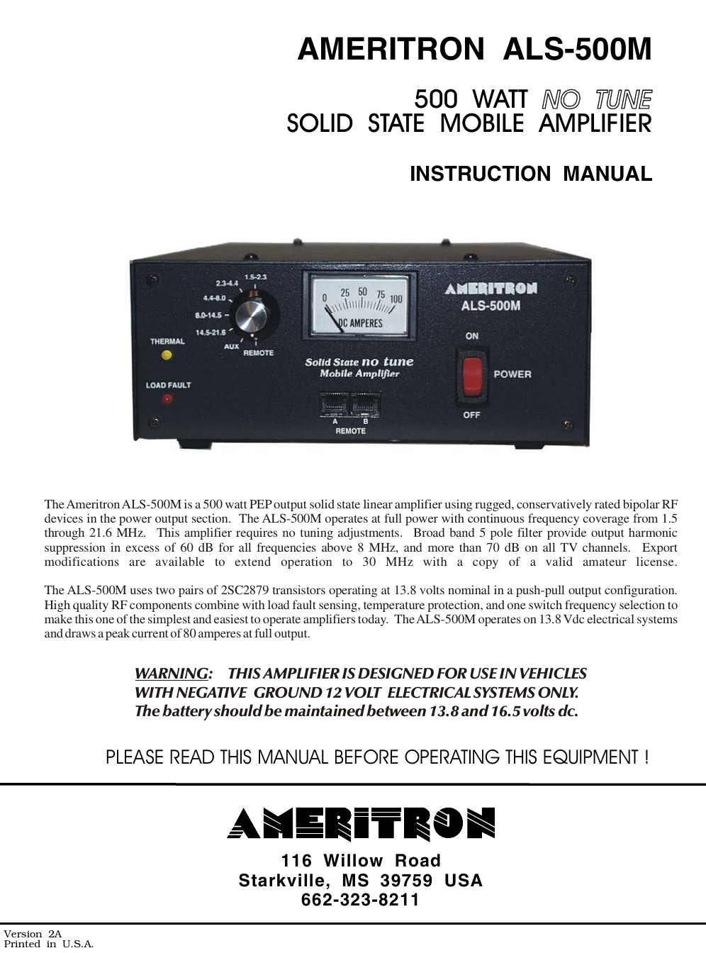 A500M_2a_full AMERITRON ALS 500M User Manual