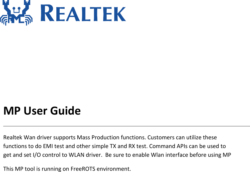 MP User Guide AN0004 Realtek Low Power Wi fi