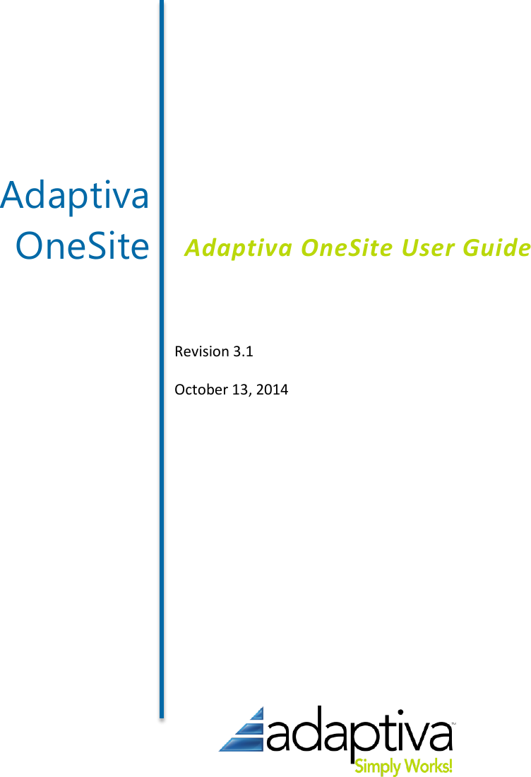 Adaptiva OneSite User Guide One Site