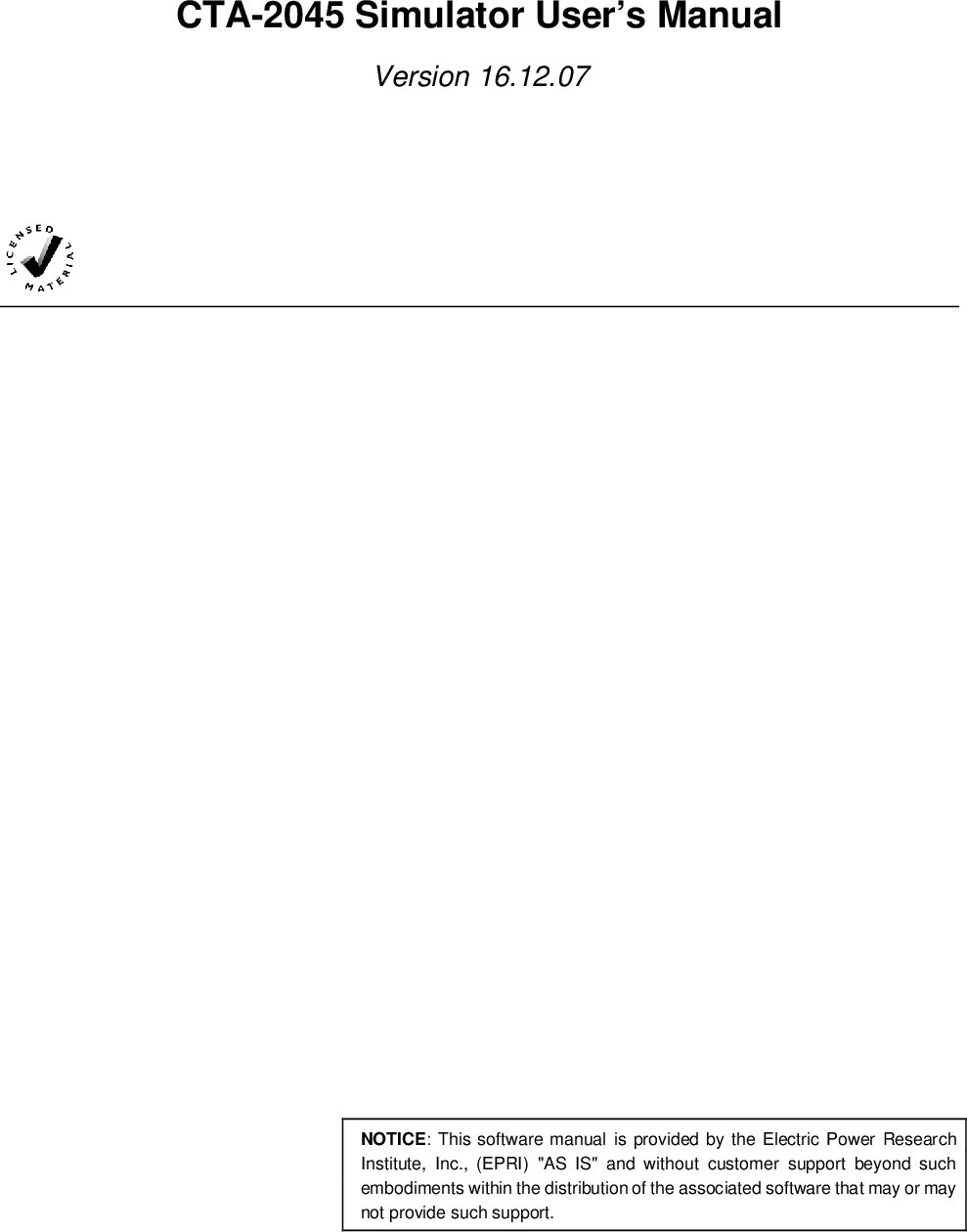 Enter Report Here CTA 2045 Software Manual