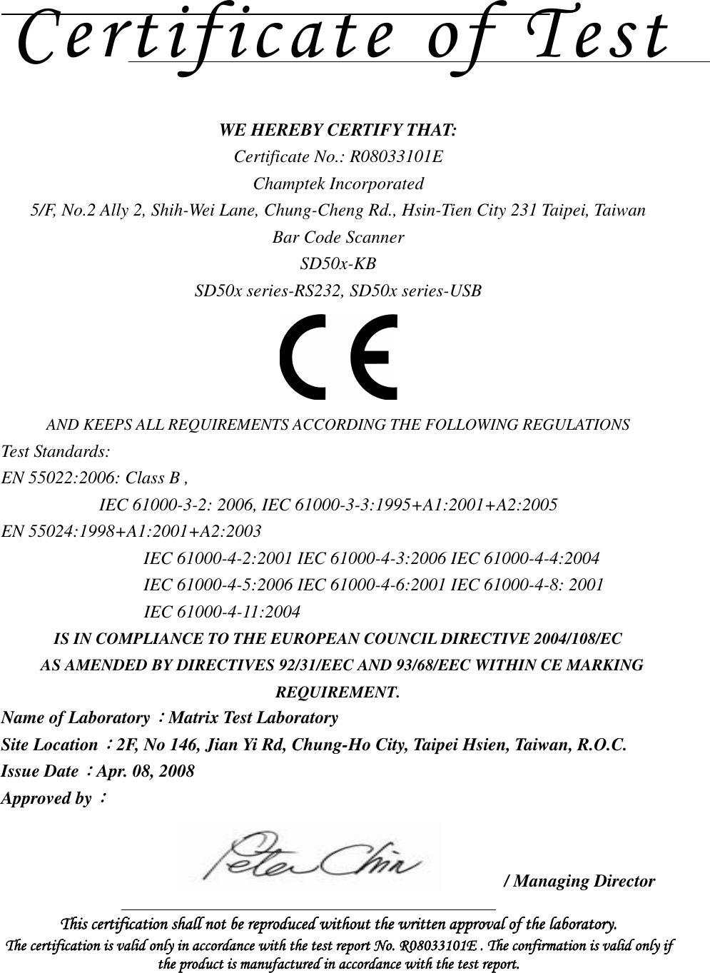 CE Certificate