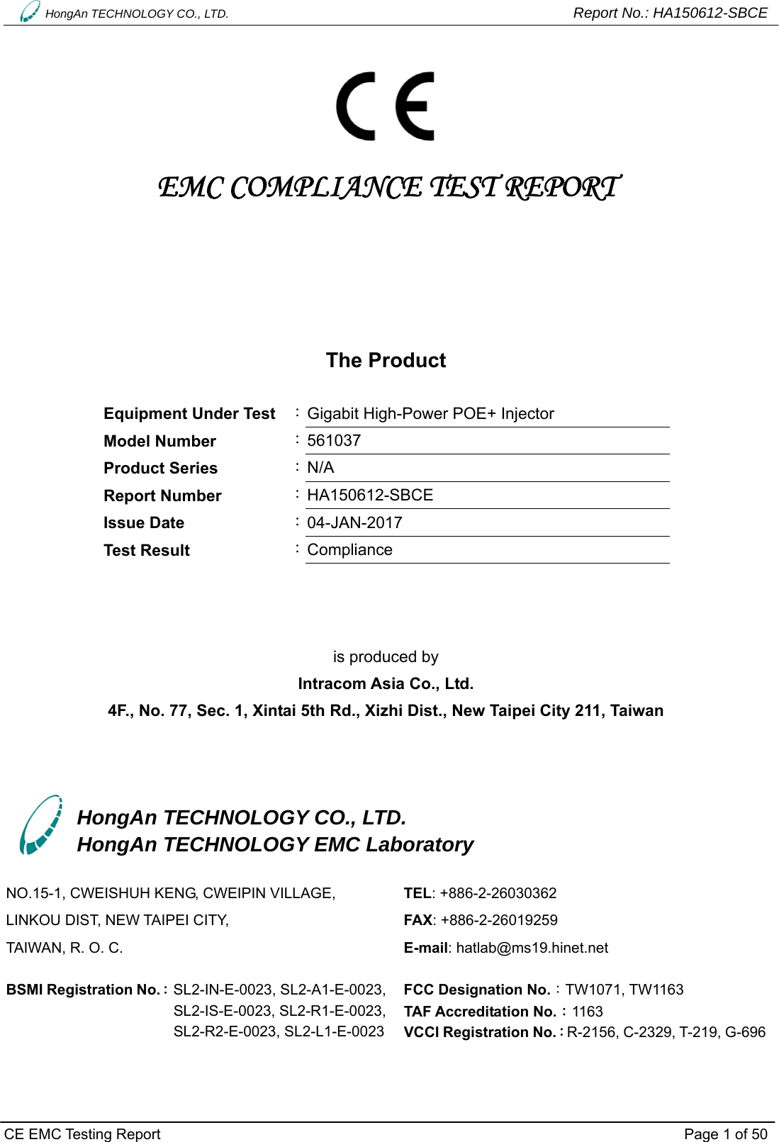 Report CE Of 561037 (HA150612 SBCE)