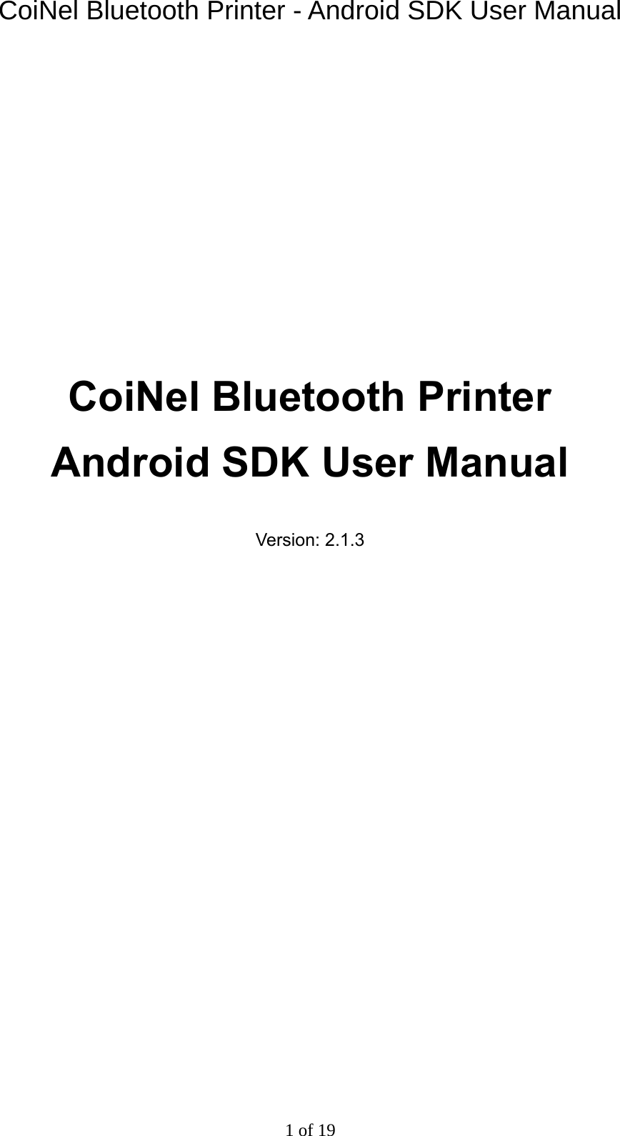 THERMAL PRINTER – ESC COMMANDS MANUAL Coi Nel Bluetooth Android SDK User Manual.V.2.1.3