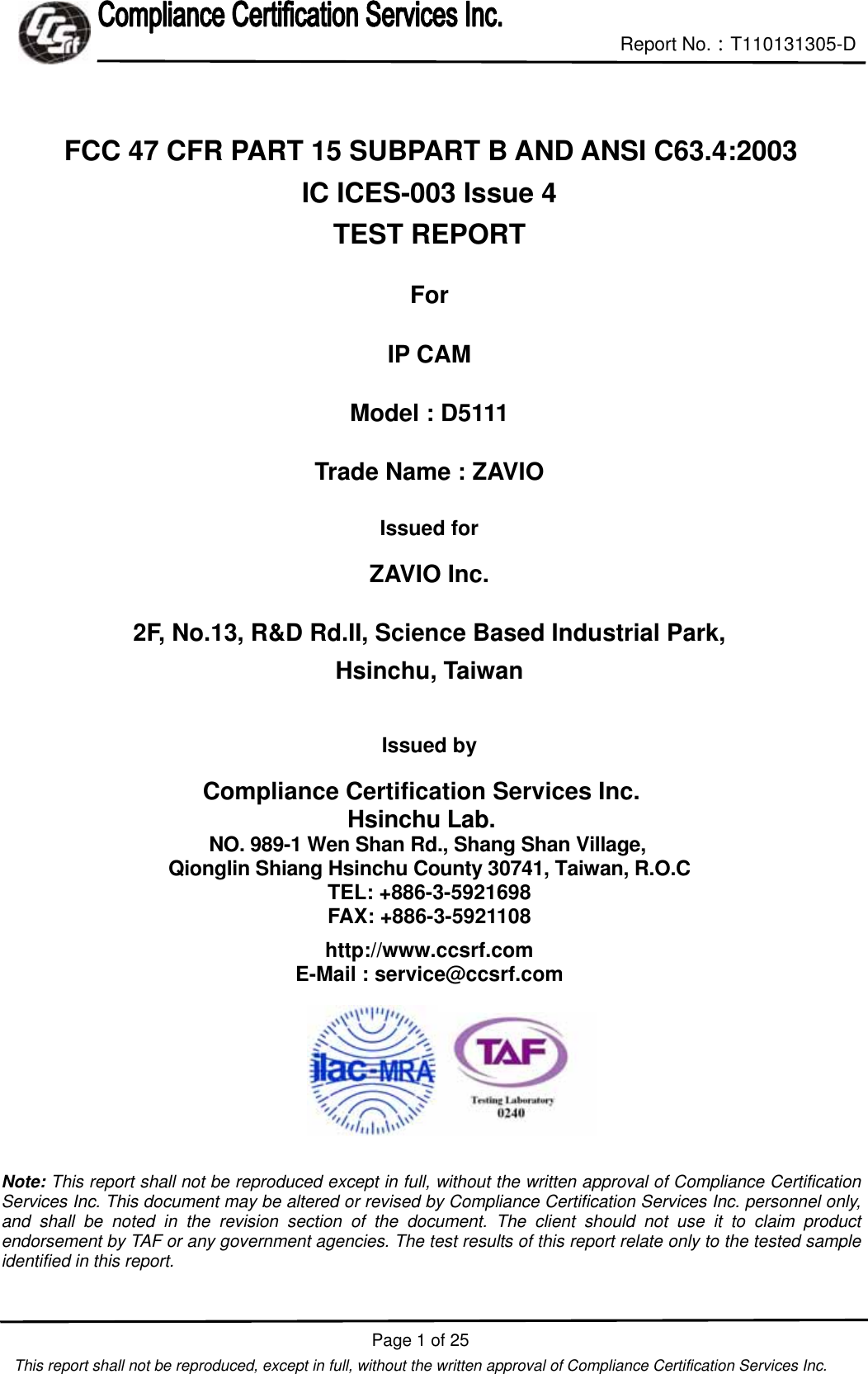 D5111 Report(FCC 15B)