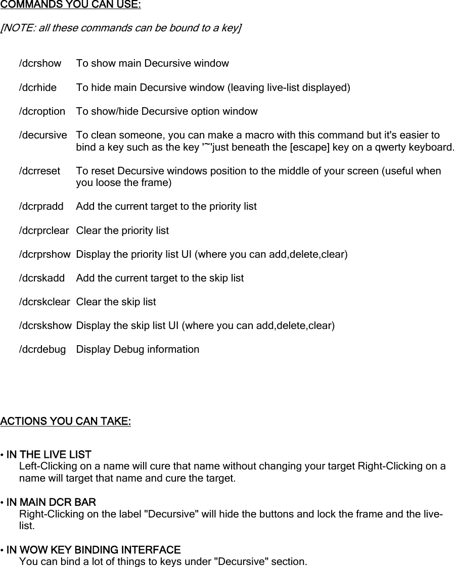 DECURSIVE Instruction Manual