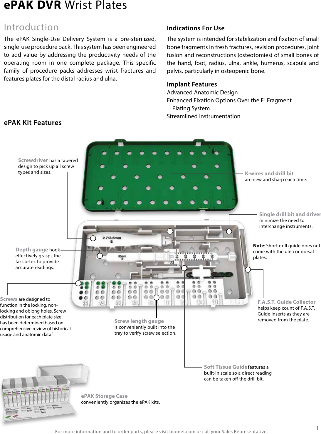DVR Wrist Plates Featuring E PAK Surgical Technique