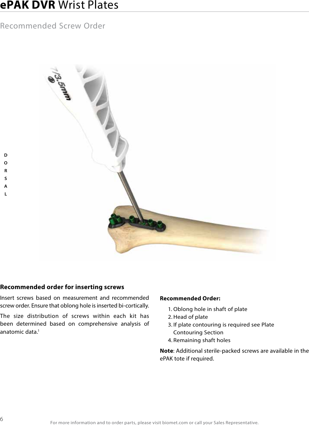 DVR Wrist Plates Featuring E PAK Surgical Technique