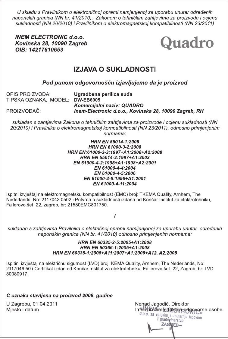 IoS_Inem_DW EB6005 DW Izjava O Sukladnosti hr