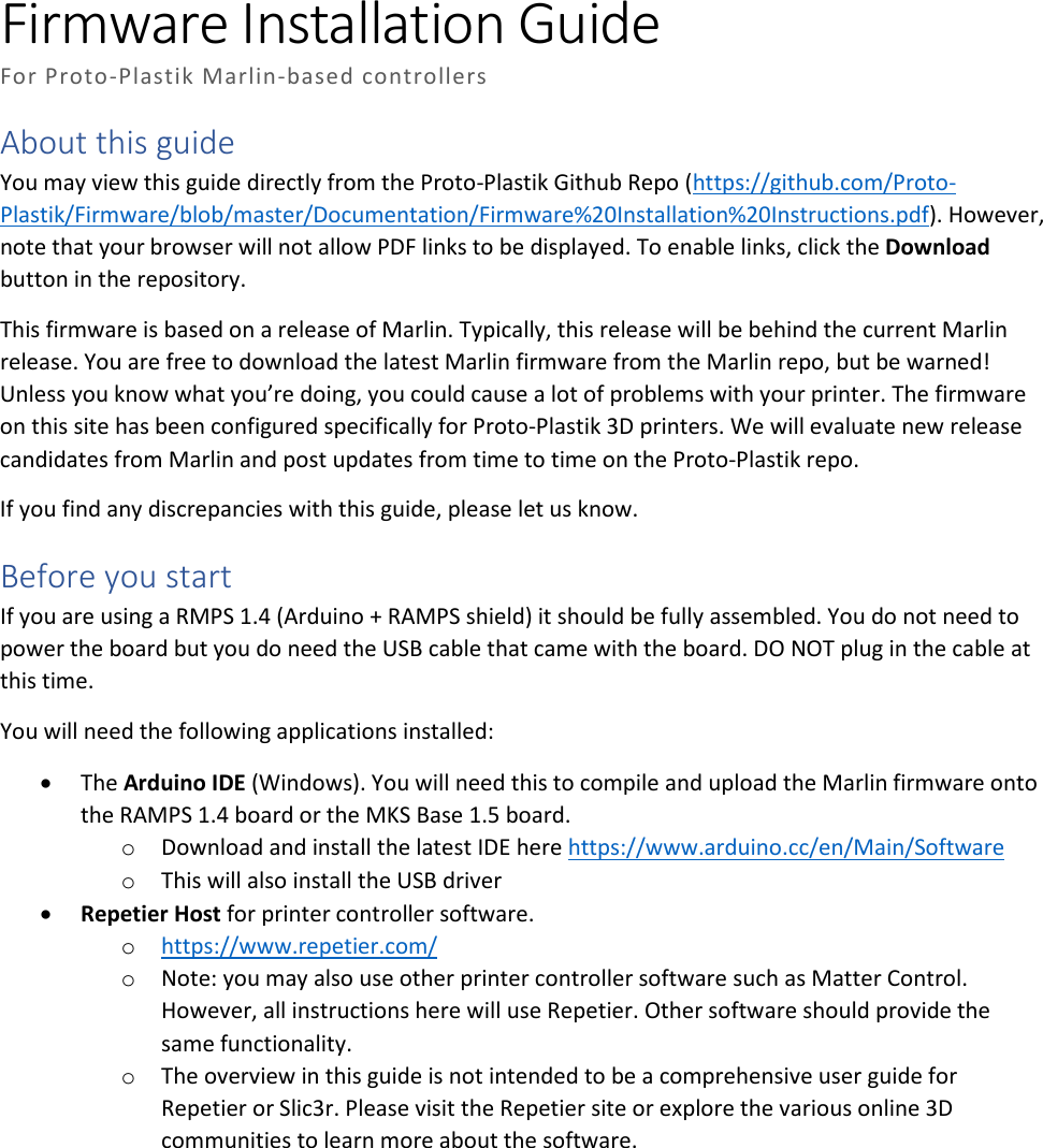 Firmware Installation Instructions
