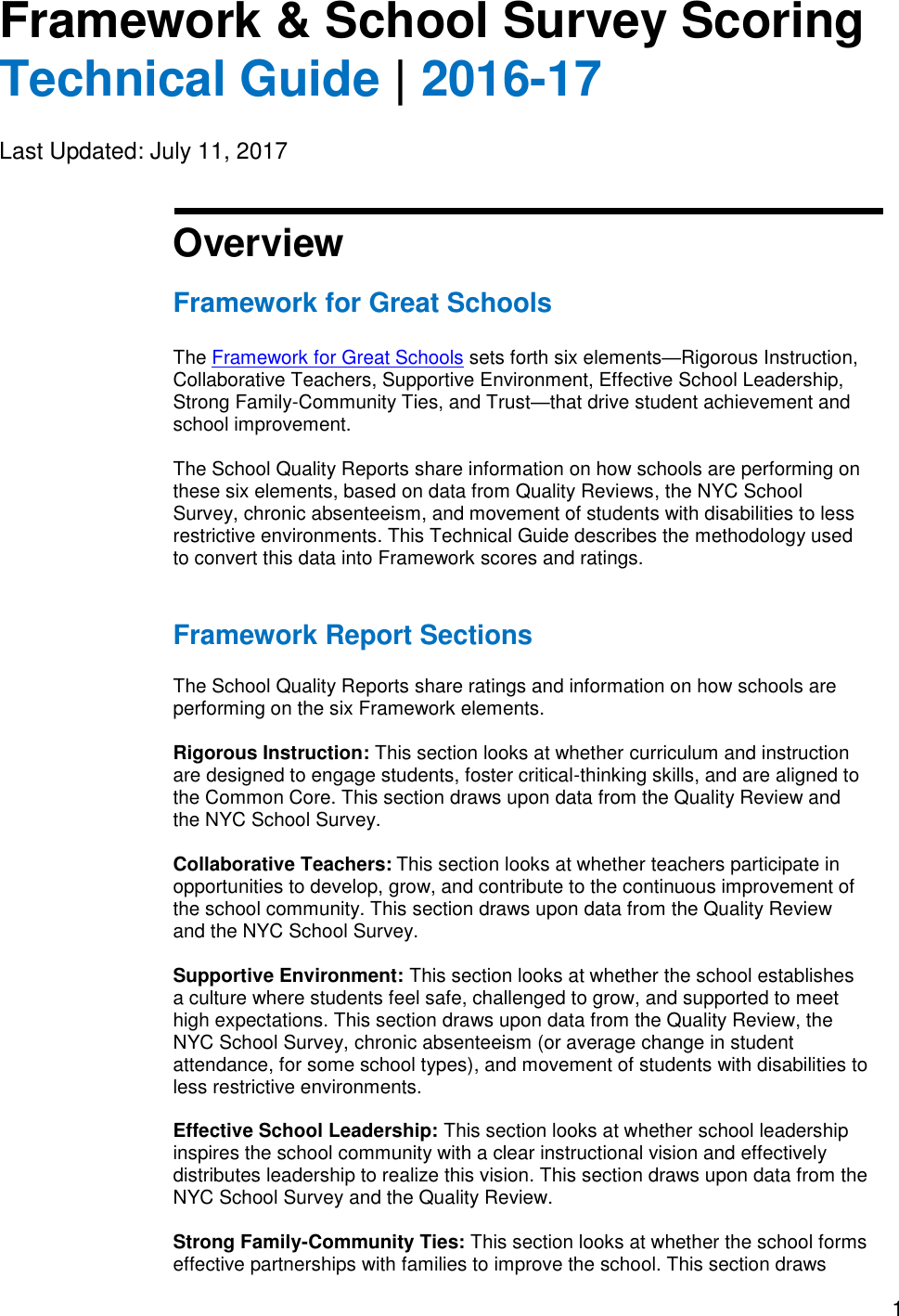 Frameworkand School Survey Scoring Technical Guide