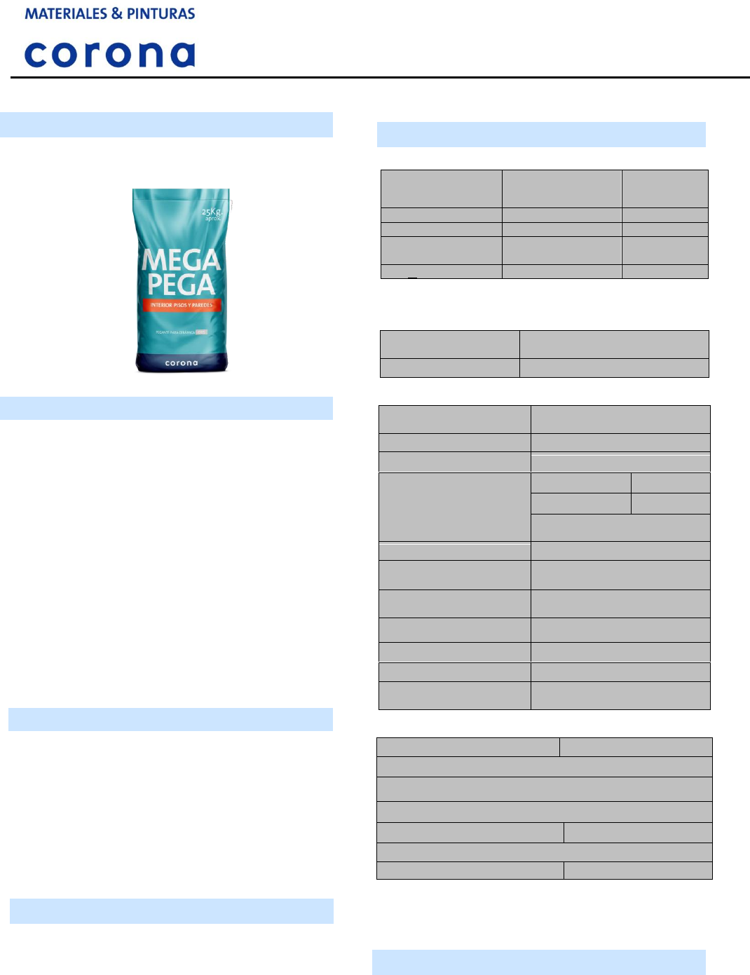 1 Ft mega pega corona technical sheet 902051501