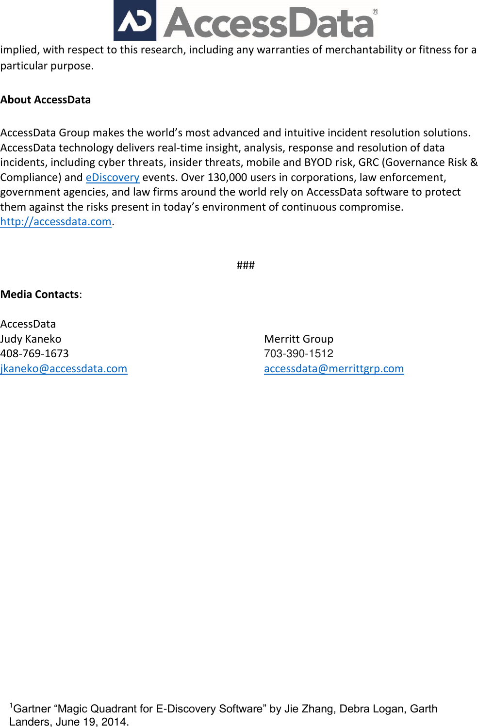 Gartner E Discovery Magic Quadrant Access Data