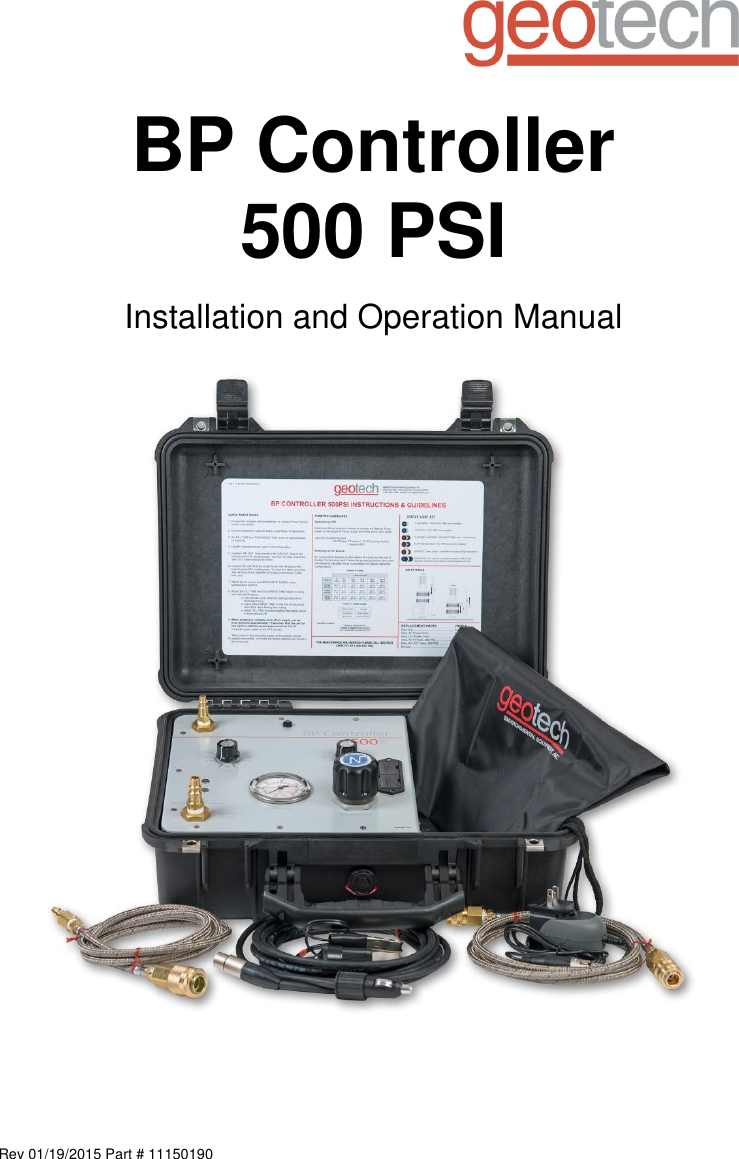 Geotech BP Controller 500 PSI Installation And Operation Manual 500PSI