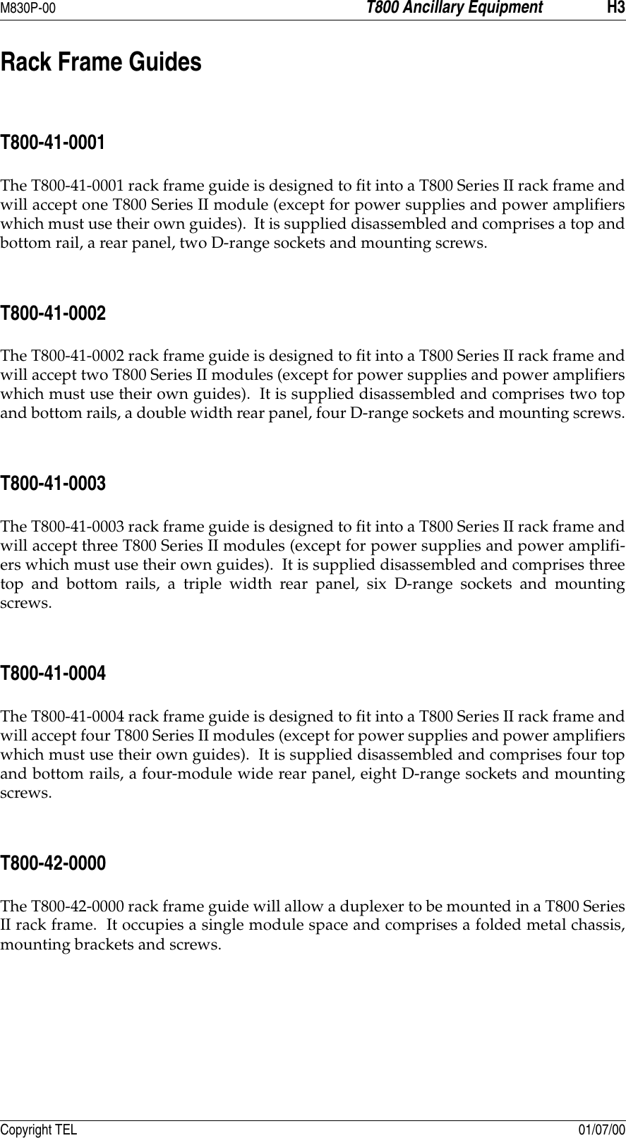 T800/T800 SERIES 2 MANUALS/Paging/M830P 00 1A0/H1 H8 H1