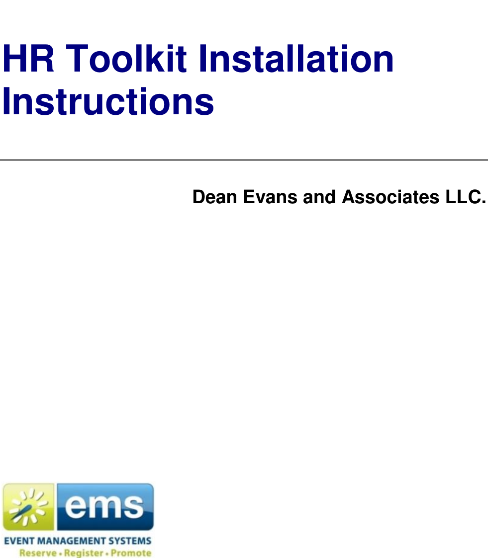 HR Toolkit Installation Instructions