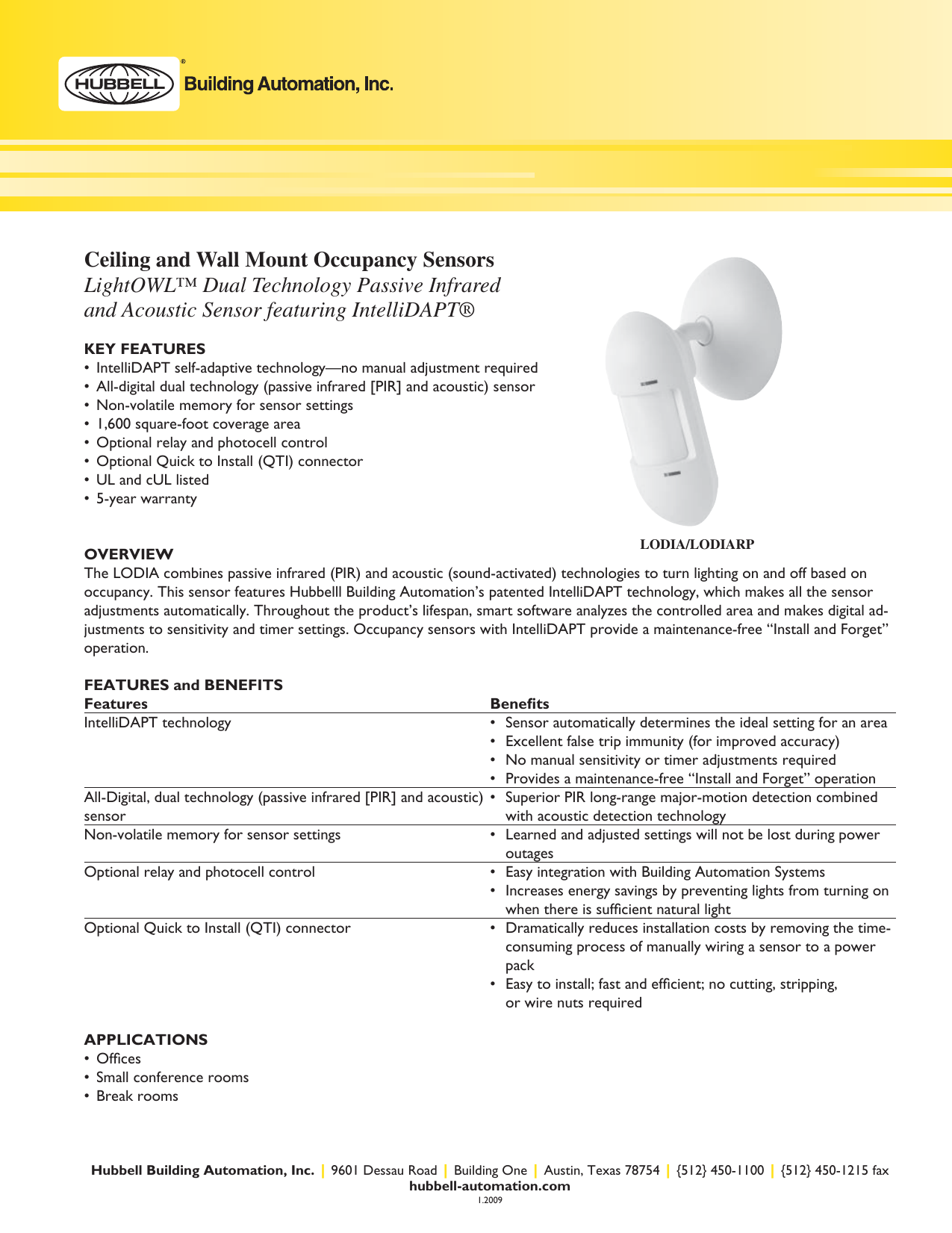 LODIAcutsheet2009 Hba Lodia Spec