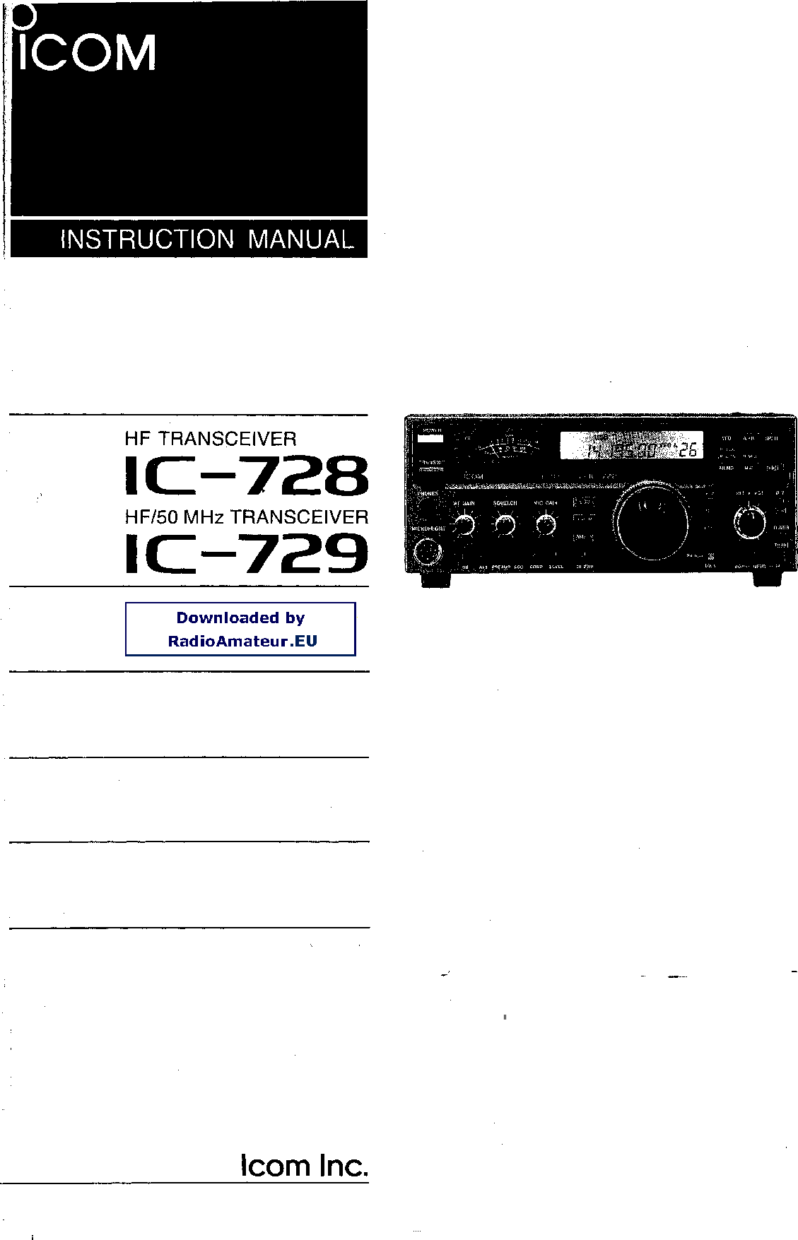 Icom IC 728 729 User Manual
