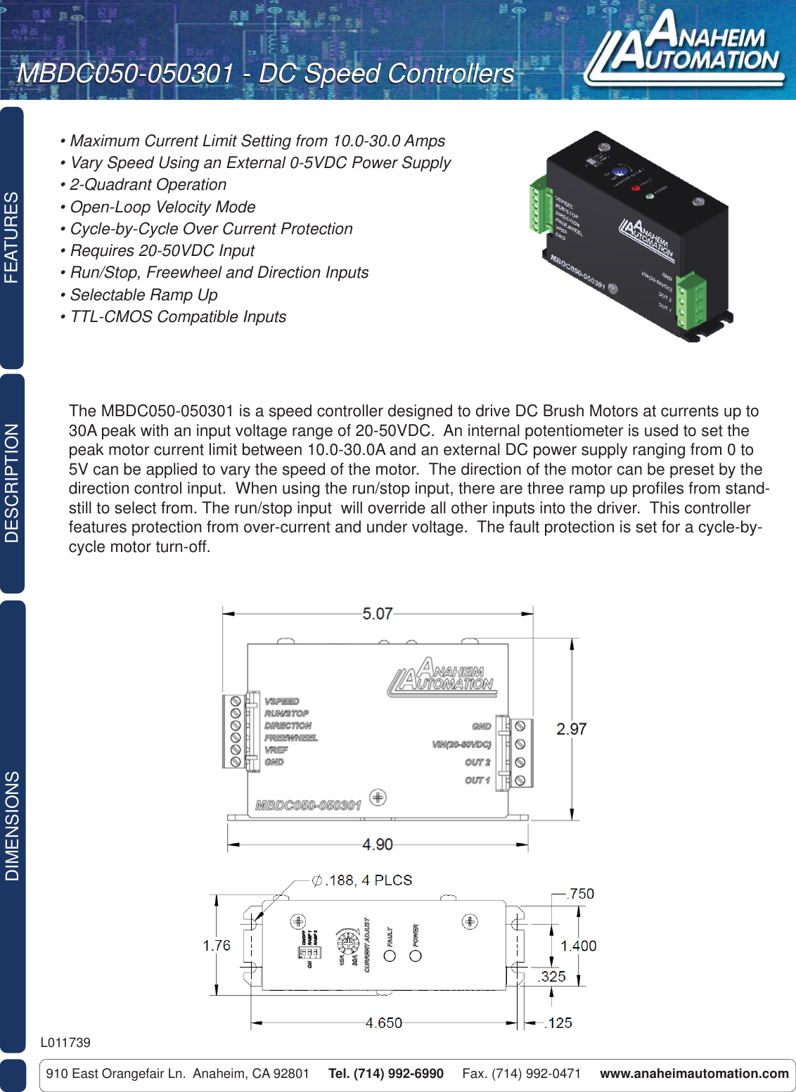 L011739 MBDC050 050301Series Spec Sheet