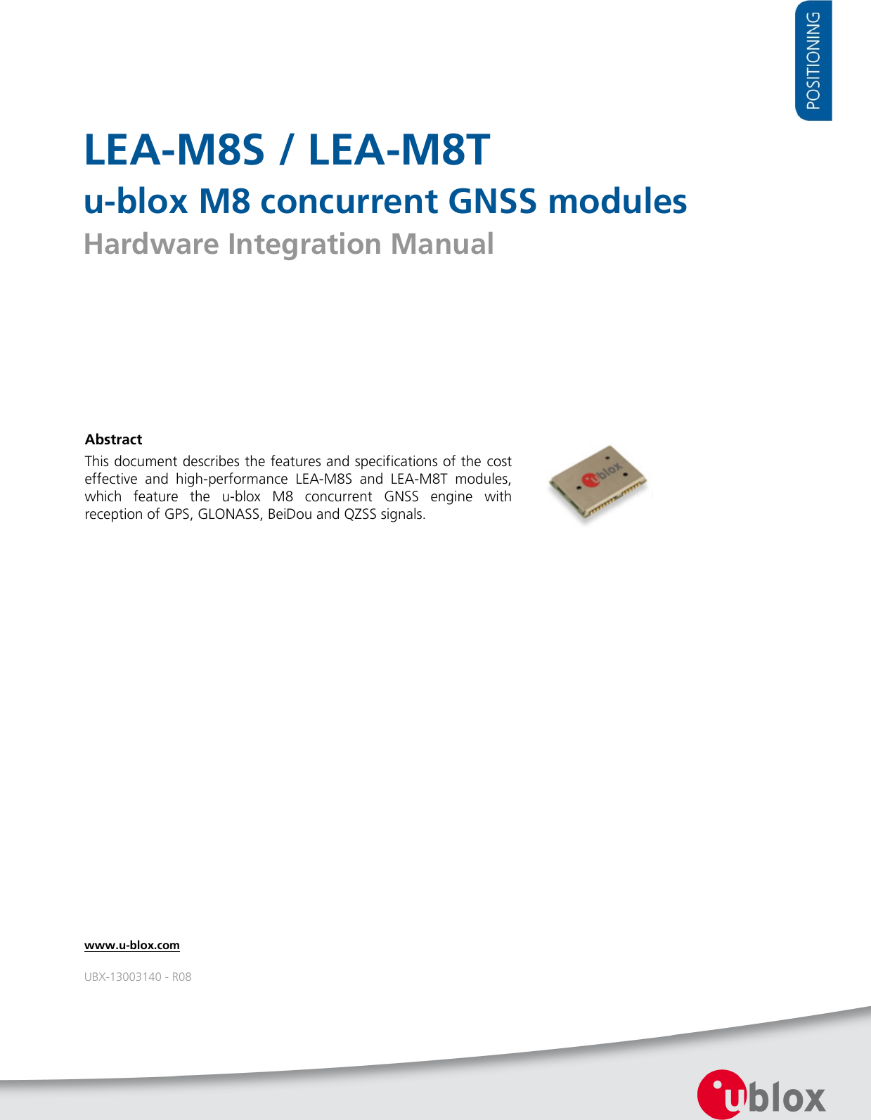 LEA M8S / M8T Hardware Integration Manual (UBX 13003140)