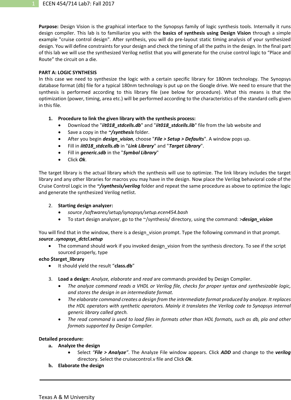 ECEN 454/714 Lab7: Fall 2017 Lab 7 Manual