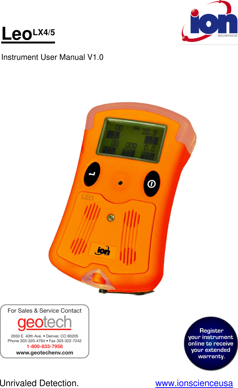 Ion Science Leo LX4/5 Instrument User Manual V1.0