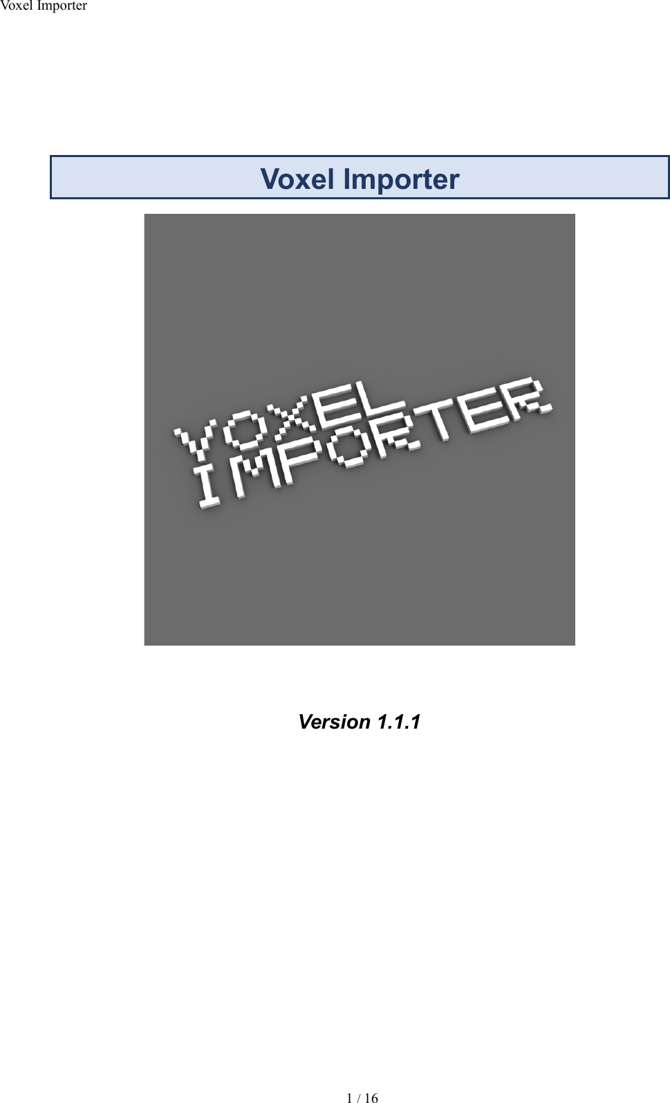Voxel Importer Manual Jp