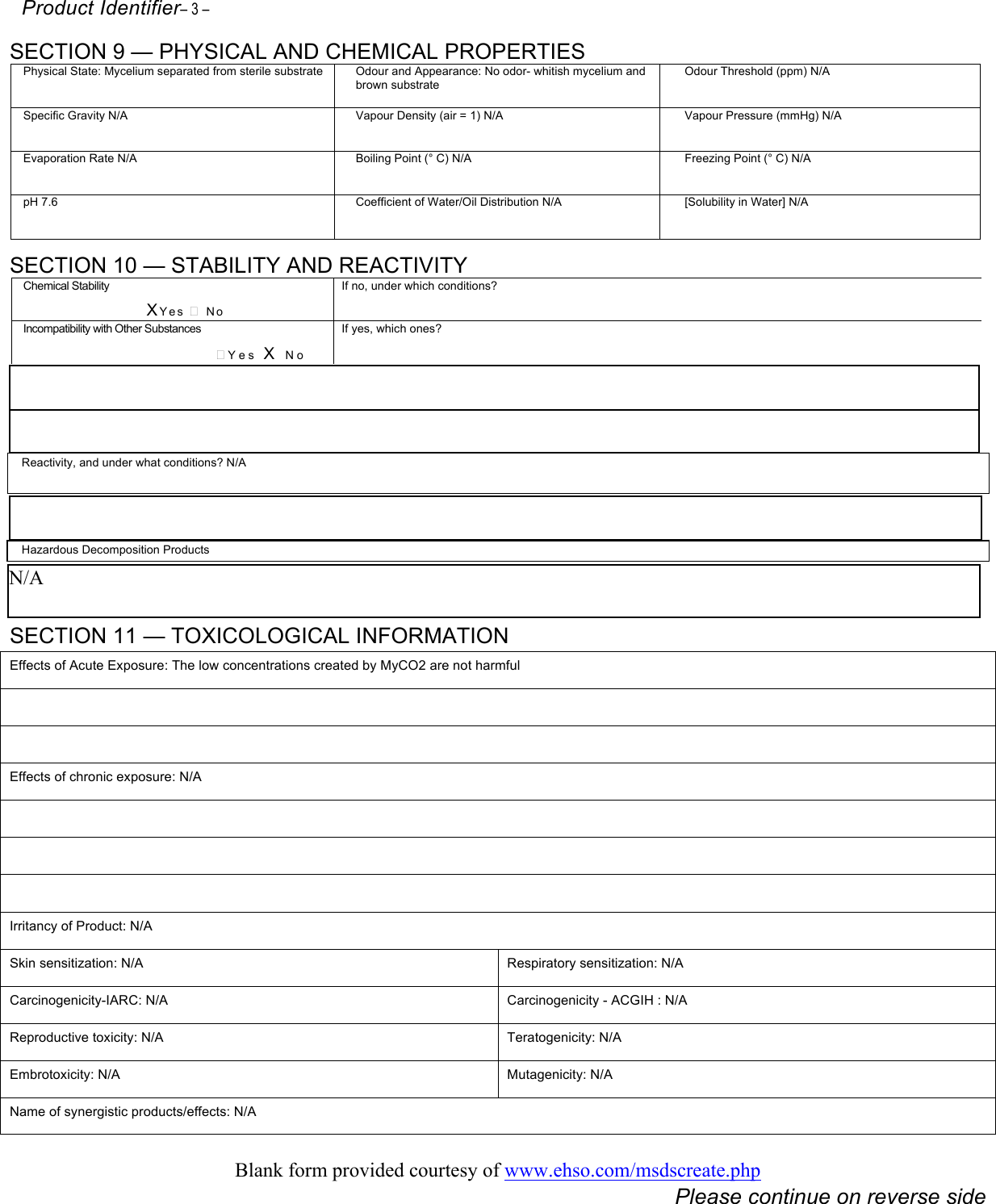 MyCO2 MSDS My CO2 Mushroom Bag