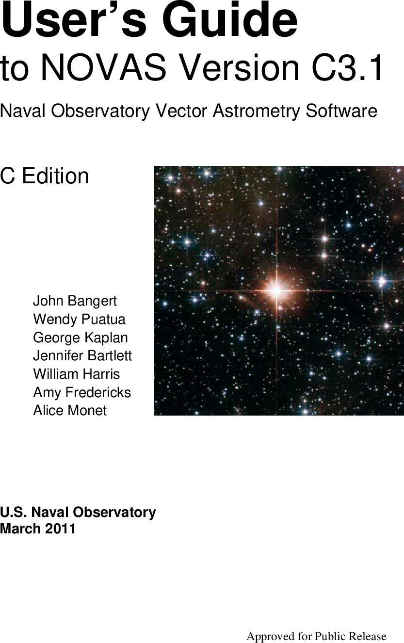 User's Guide To NOVAS Version C3.1