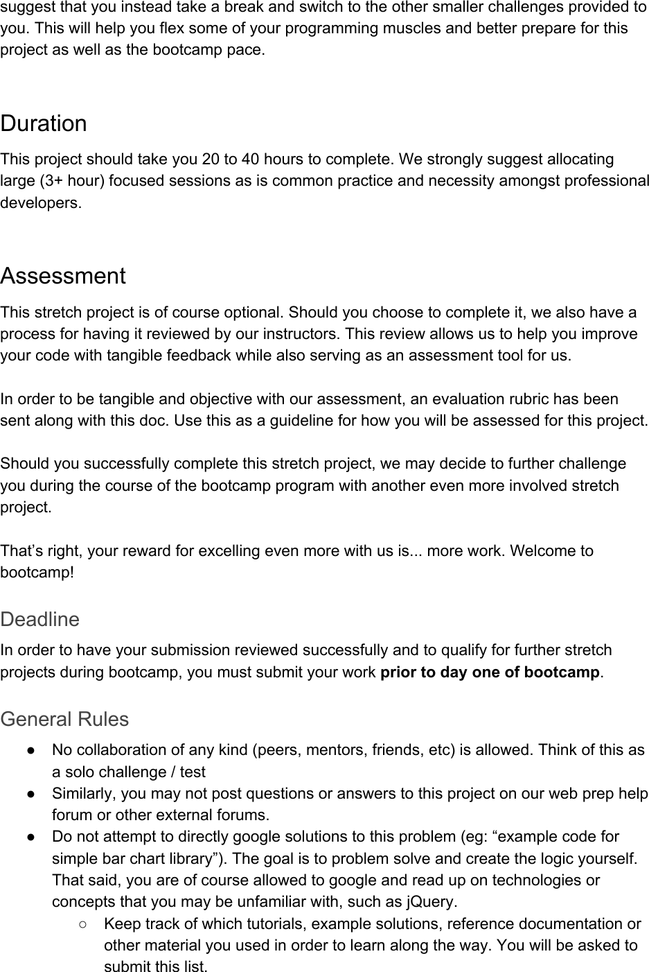 Project Stretch Bar Chart Instructions