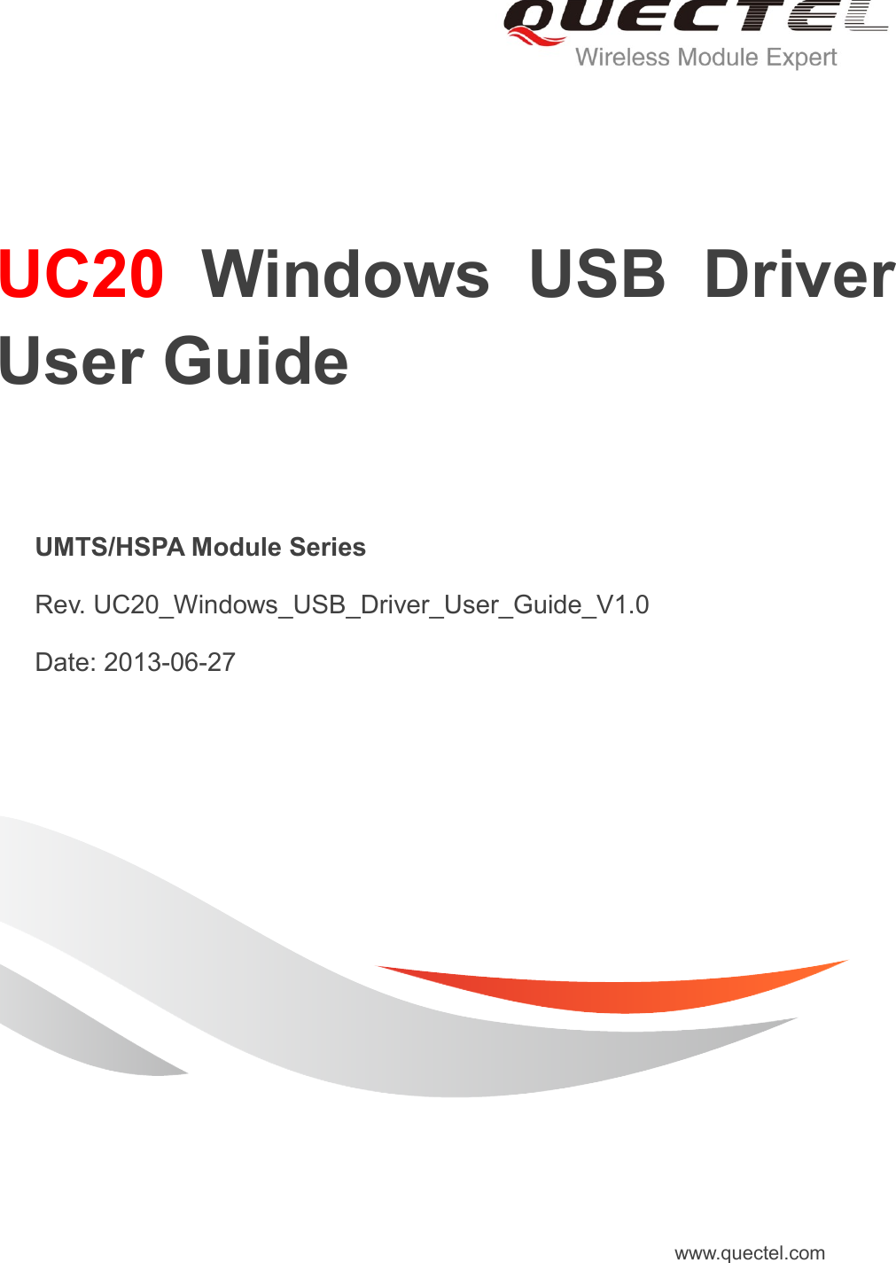 Quectel UC20 Windows USB Driver User Guide V1.0