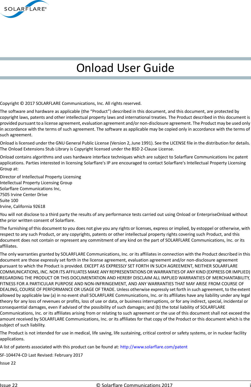 Onload User Guide SF 104474 CD 22