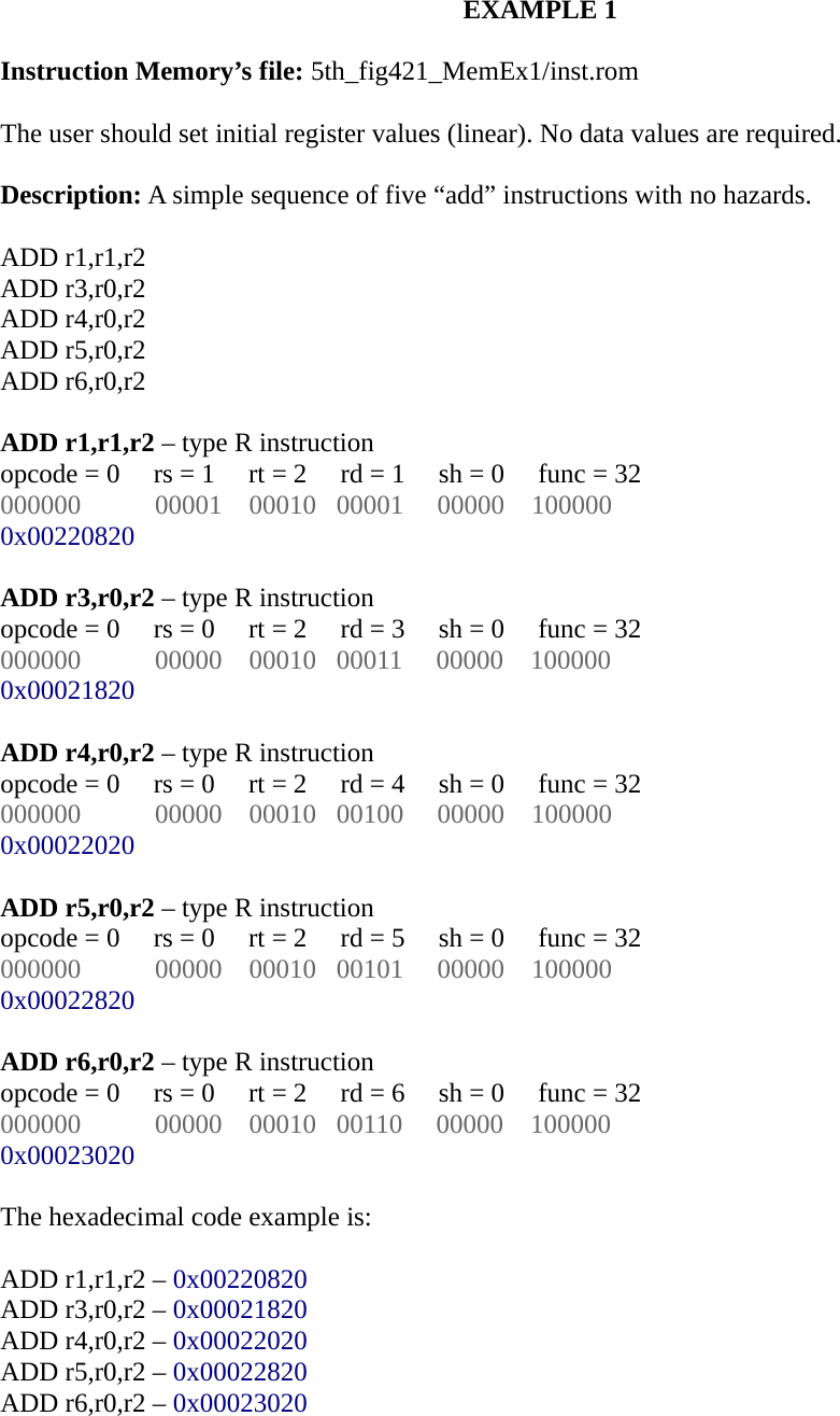 Simple Instructions Exemple