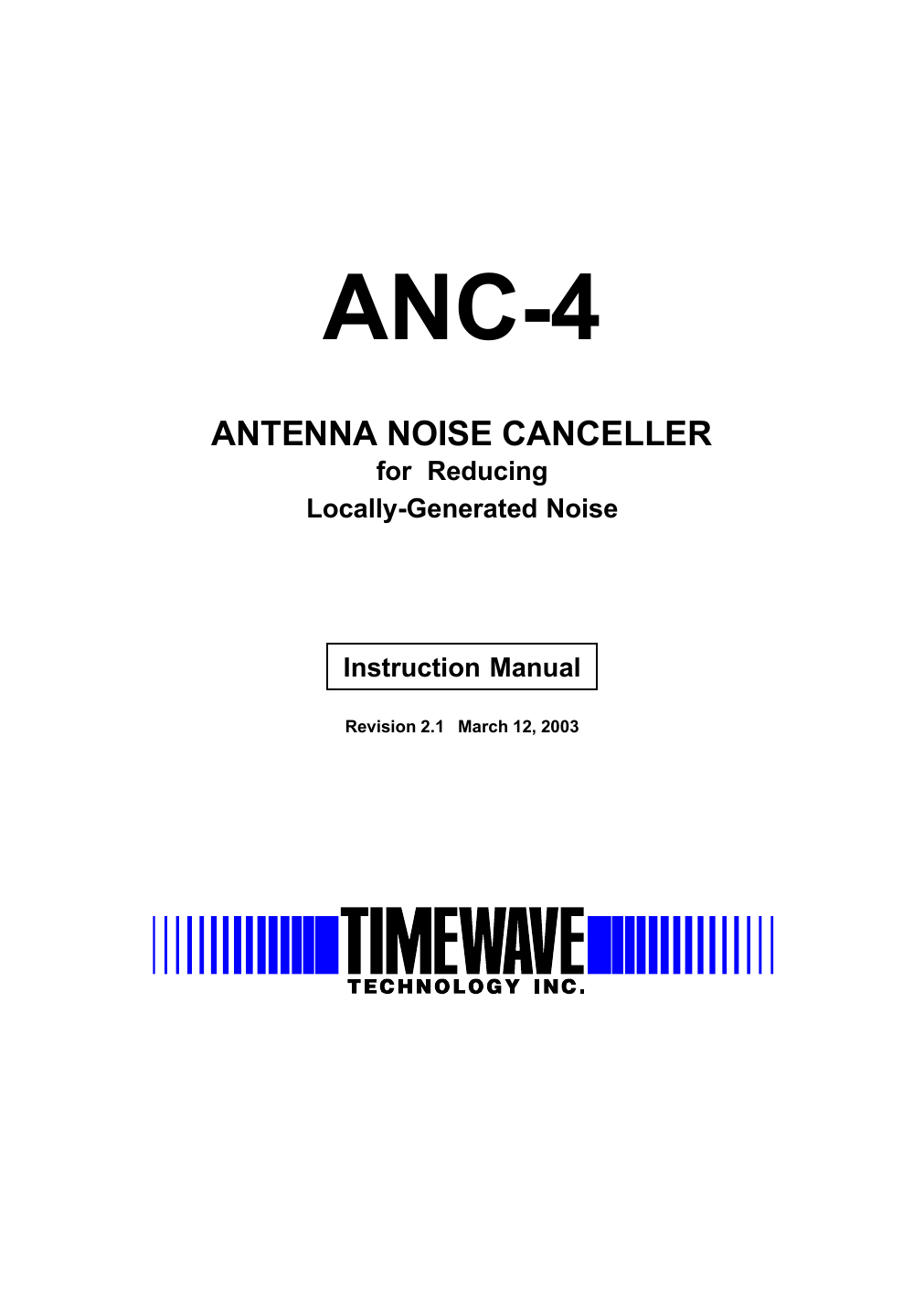 ANC_4TW8x11a TIMEWAVE ANC 4 noise canceller Manual