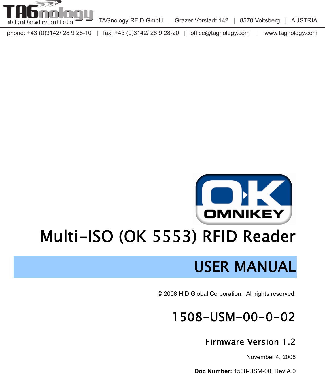 OMNIKEY HF Multi ISO RFID Reader User Manual V1.2