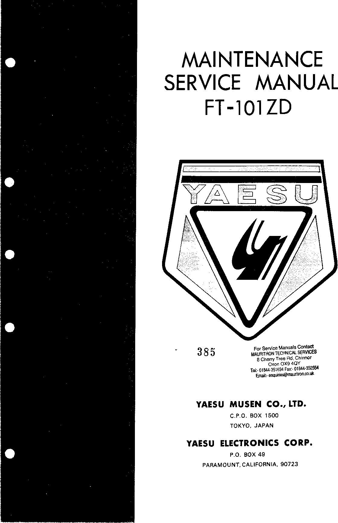 YAESU FT 101ZD Service Manual YAESU FT 101ZD Service Manual