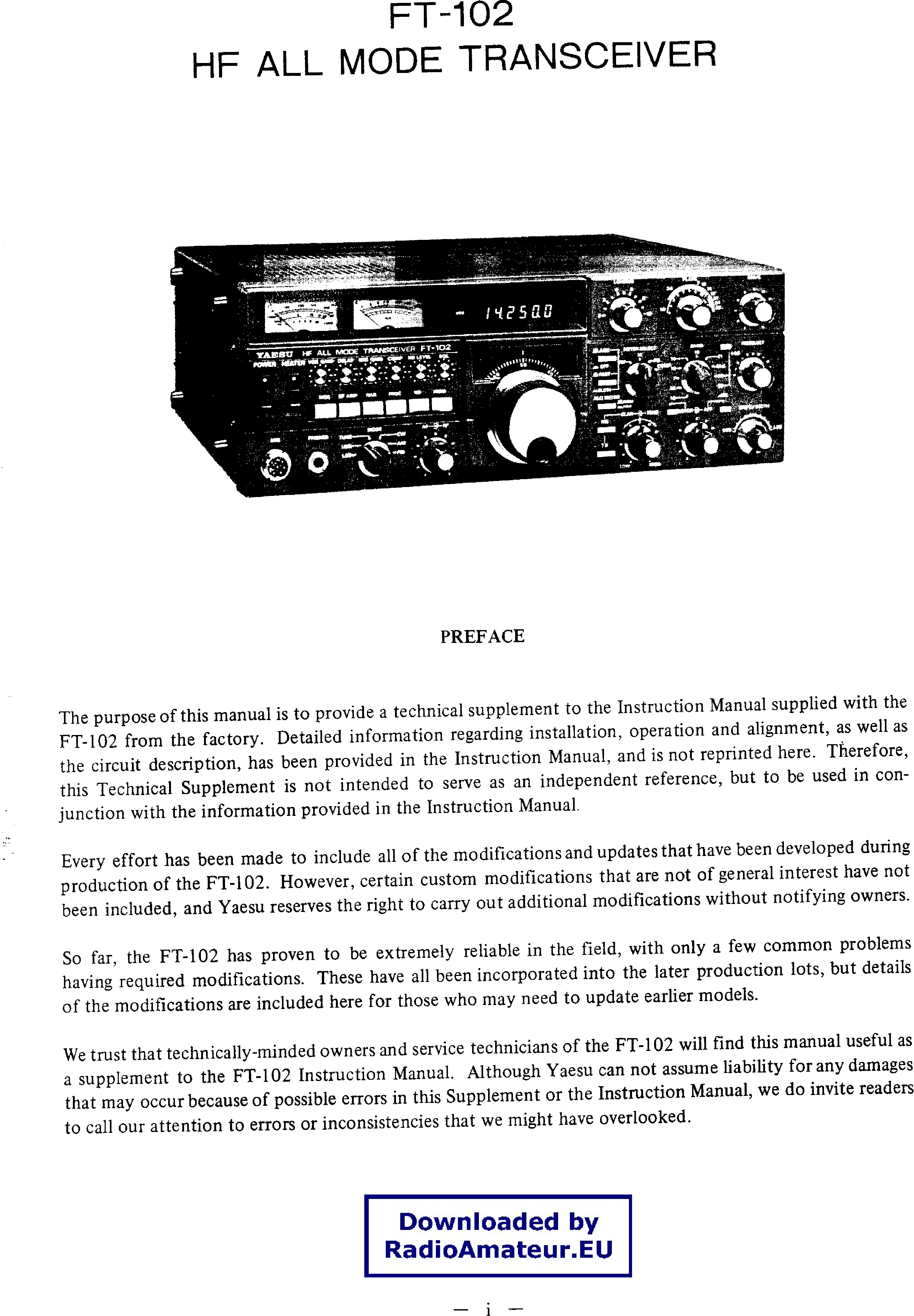 Yaesu FT 102 Service Manual