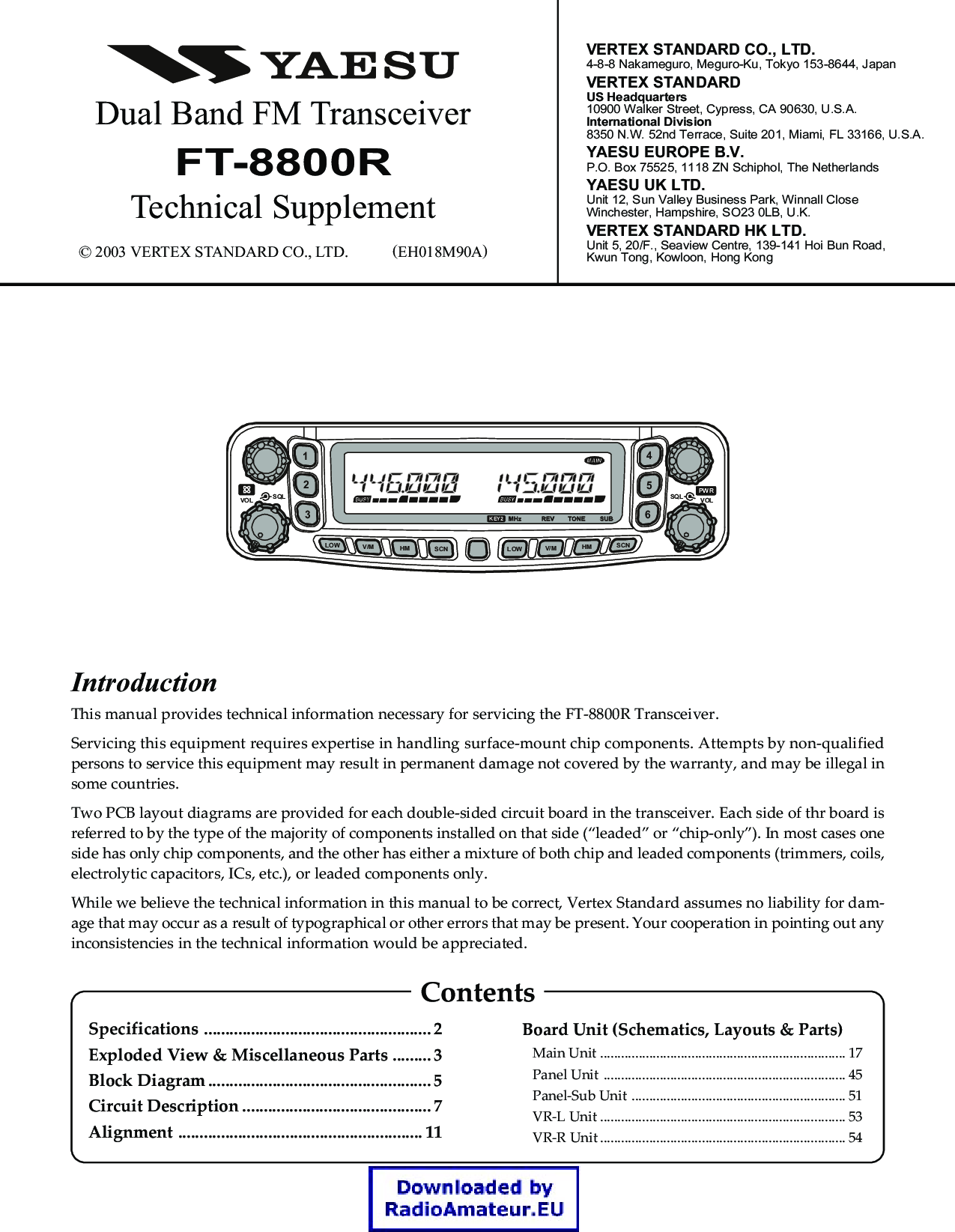 YAESU FT 8800R Service Manual 8800