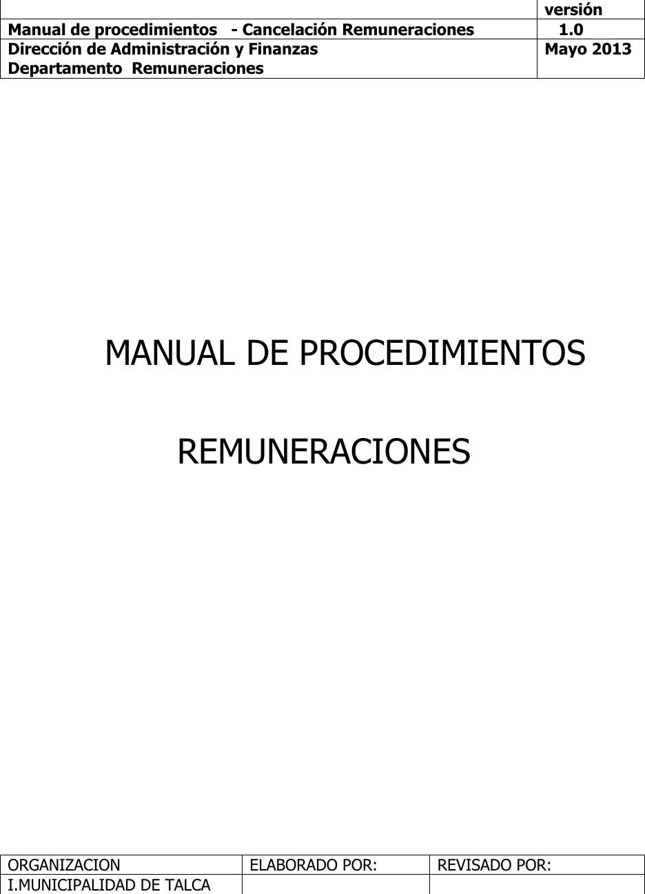 Manual De Procedimientos Remuneraciones