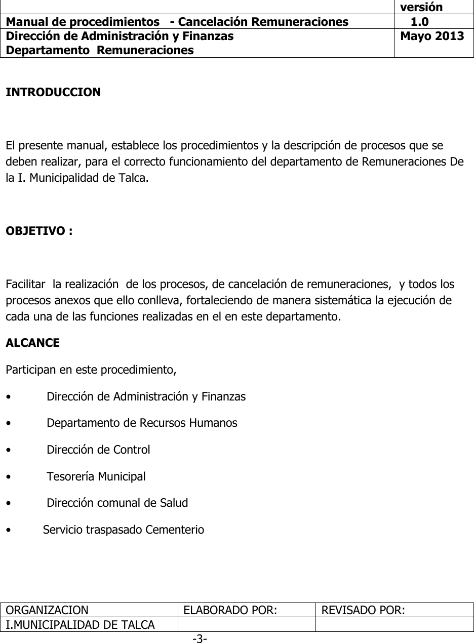 Manual De Procedimientos Remuneraciones