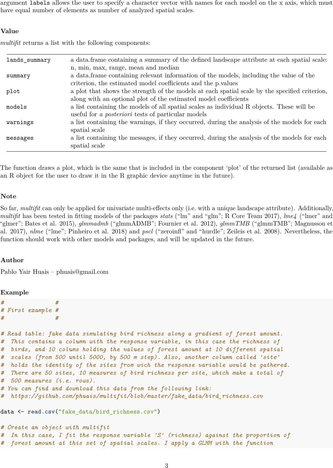Multifit: An R Function Manual EN