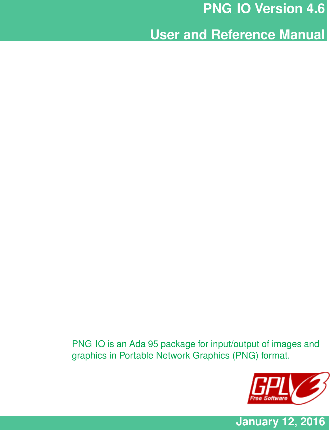 PNG_IO User And Reference Manual Png Io