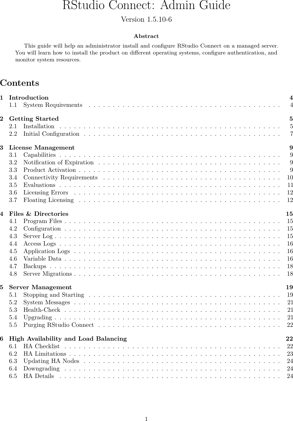 RStudio Connect: Admin Guide connect 1.5.10 6