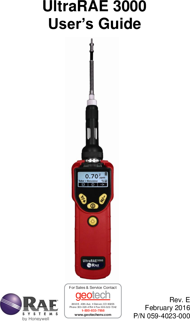 UltraRAE 3000 User's Guide Ultrarae3000 User