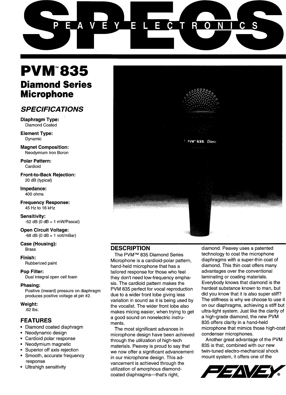Peavey Pvm 835 Users Manual