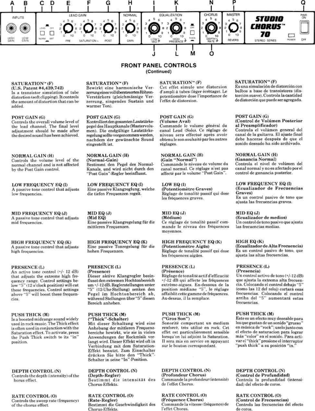 Peavey Studio Chorus 70 Users Manual