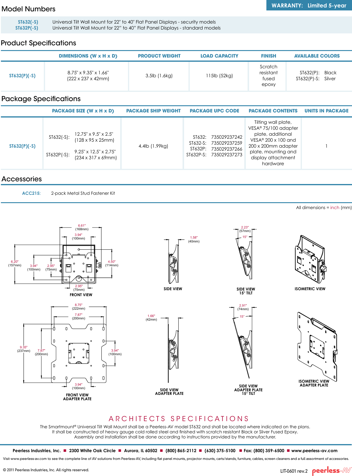 Peerless Industries Smartmount St632 Users Manual