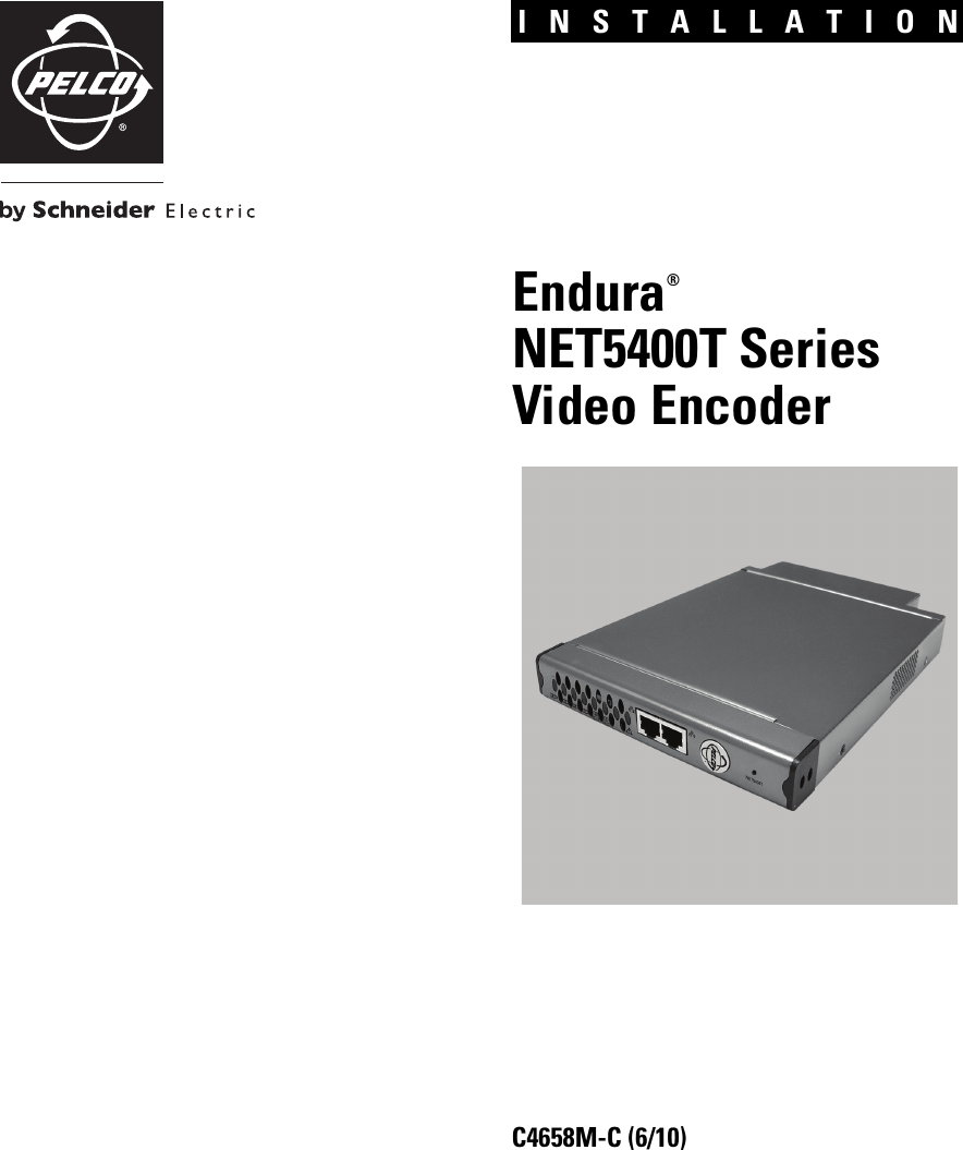 Pelco NET5400T Pelco_Endura_NET5301T_Video_Encoder_Installation_manual ...
