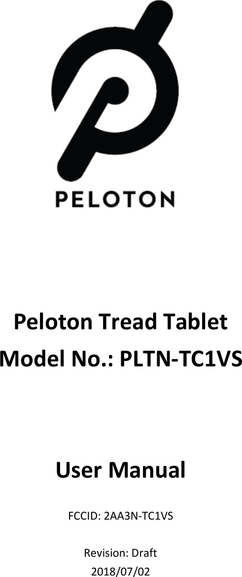 Peloton Interactive TC1VS Peloton Tread Tablet User Manual