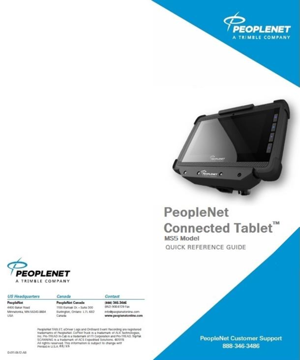 PeopleNet Communications MS5N3 PeopleNet Connected Tablet User Manual